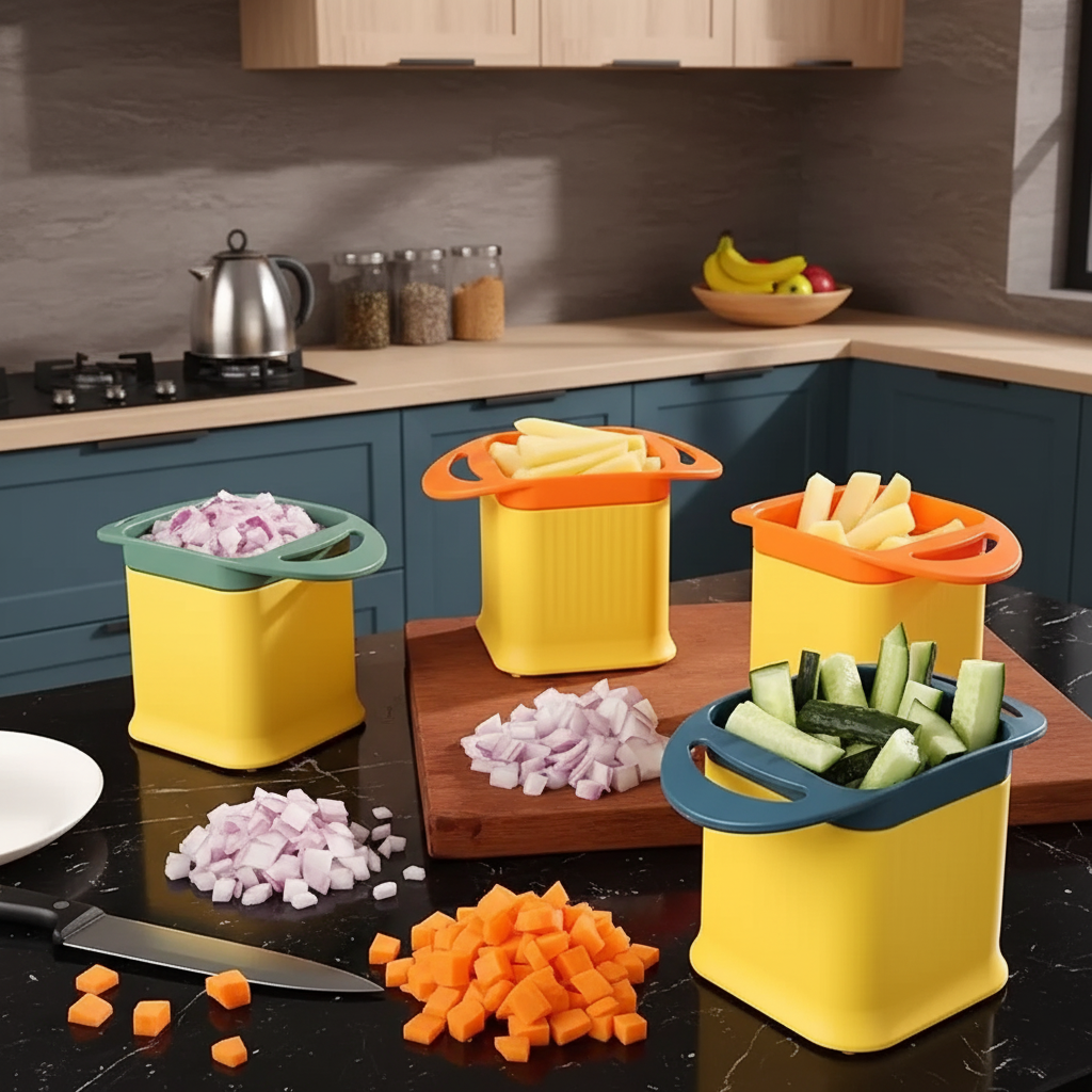 One Step Plastic Potato Chipper Fries Vegetable Cutter 10.5 x 15.5 x 9 ...